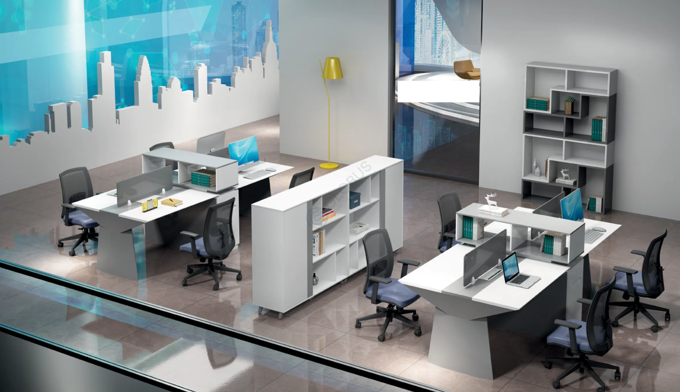 Office desks with partitions | Globus Furniture from China